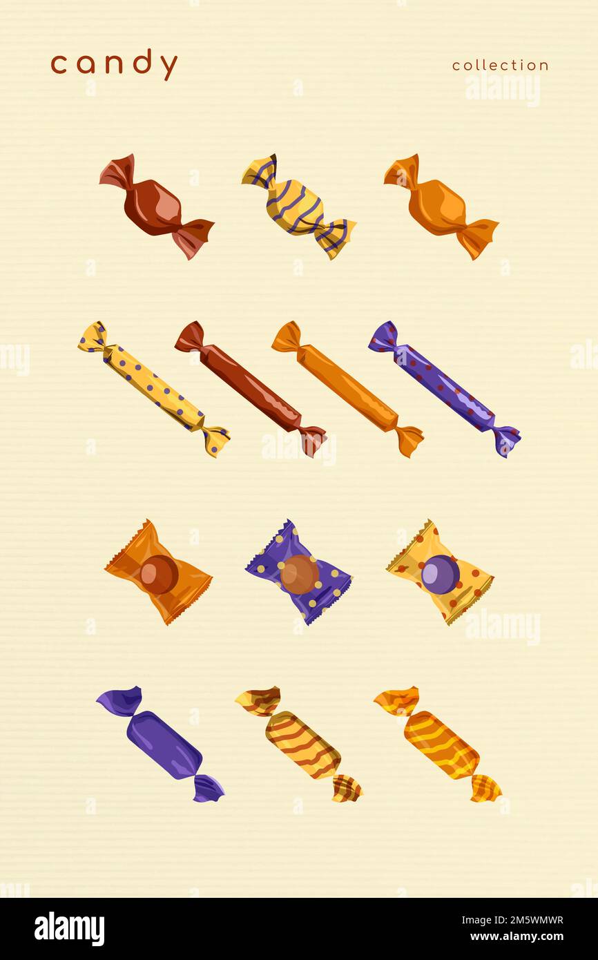 Candy elements set on beige background vector Stock Vector Image & Art ...