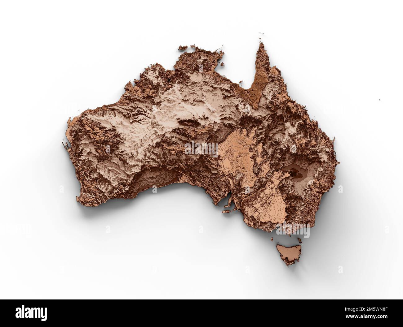 A topographic illustration of an Australian map, with tint-shaded ...
