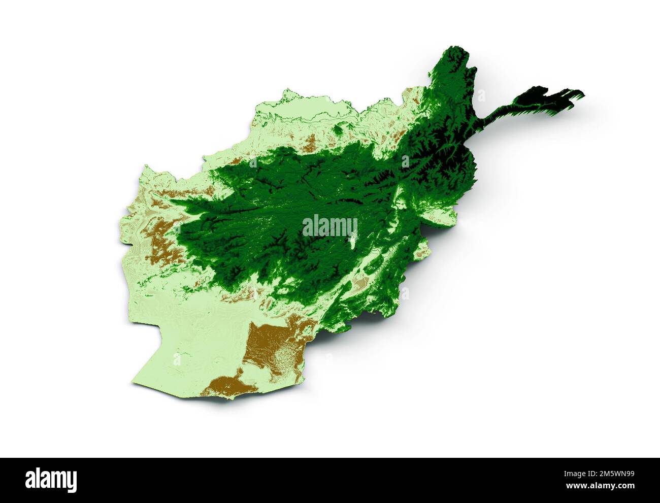A topographic illustration of an Afghan map, with tint-shaded ...