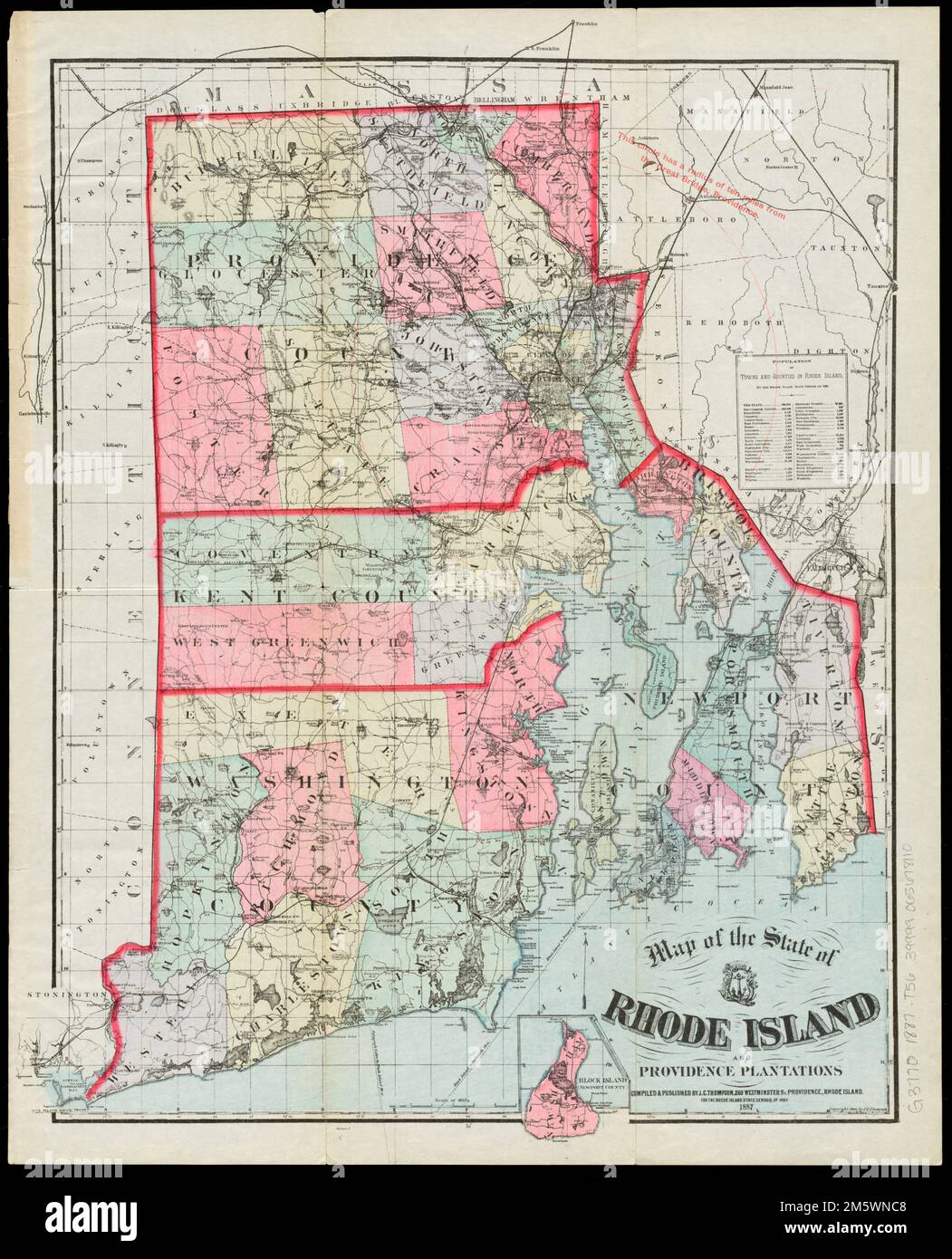 Map of the State of Rhode Island and Providence Plantations. Shows ...