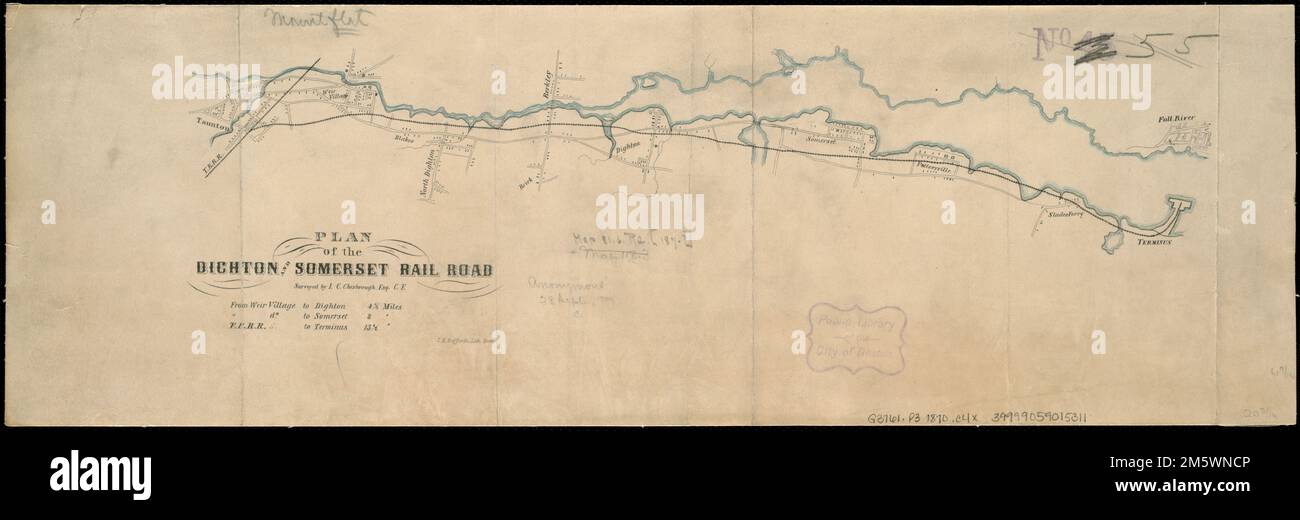 Plan of the Dighton and Somerset rail road. Shows line from Taunton, to ...