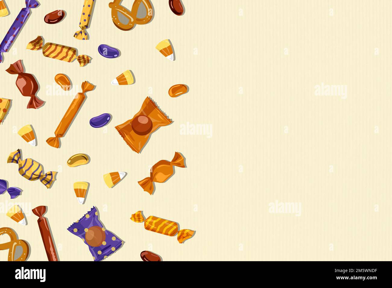 Halloween candy pattern beige background template vector Stock Vector ...