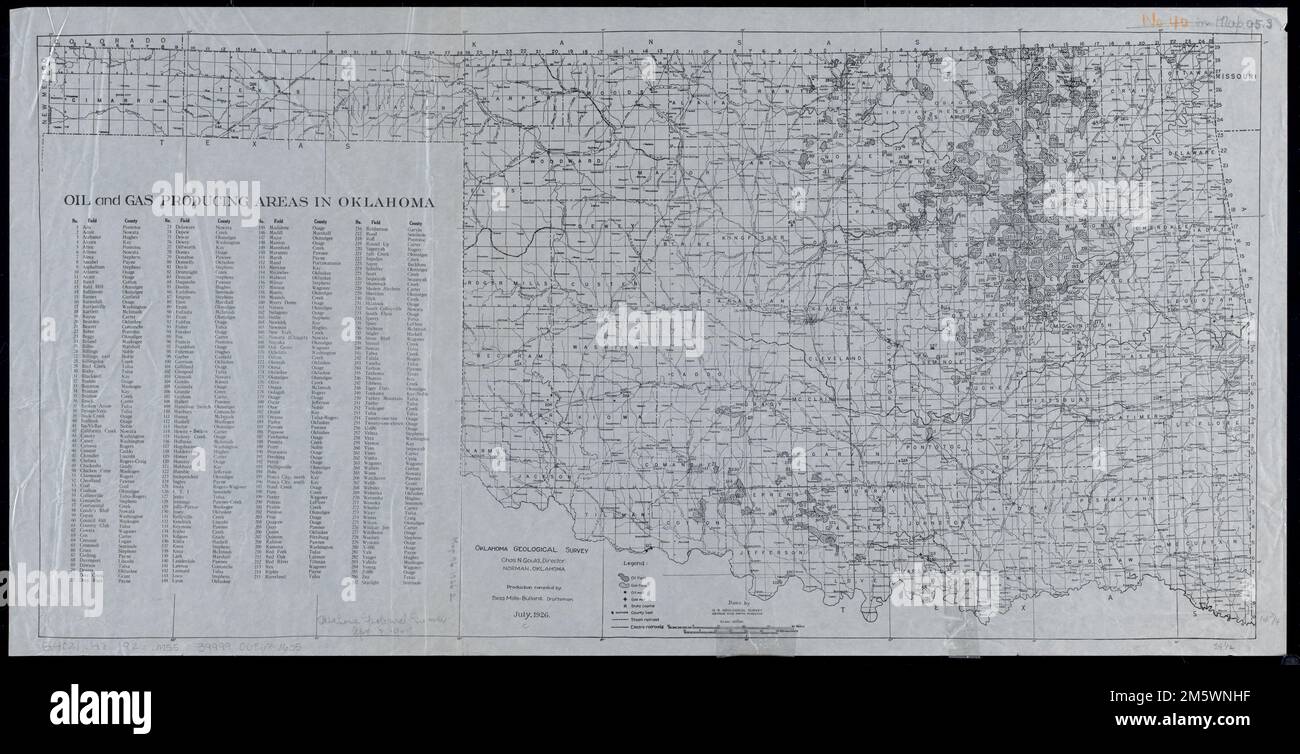 Oil and gas producing areas in Oklahoma. Base by U.S. Geological Survey ...