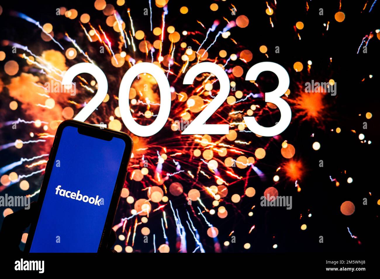 In this photo illustration a Facebook logo seen displayed on a ...