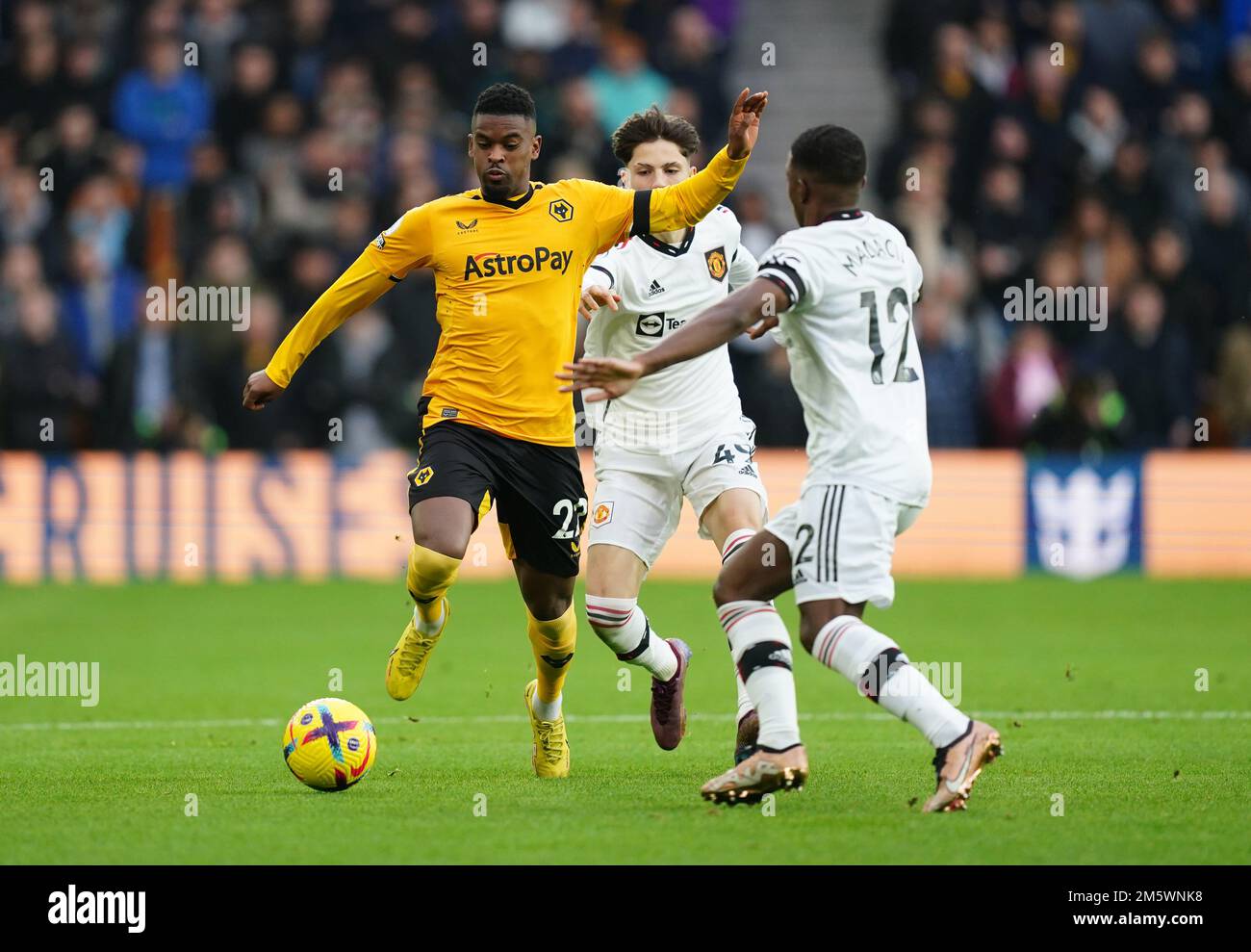 Wolverhampton Wanderers' Nelson Semedo battles for the ball with ...