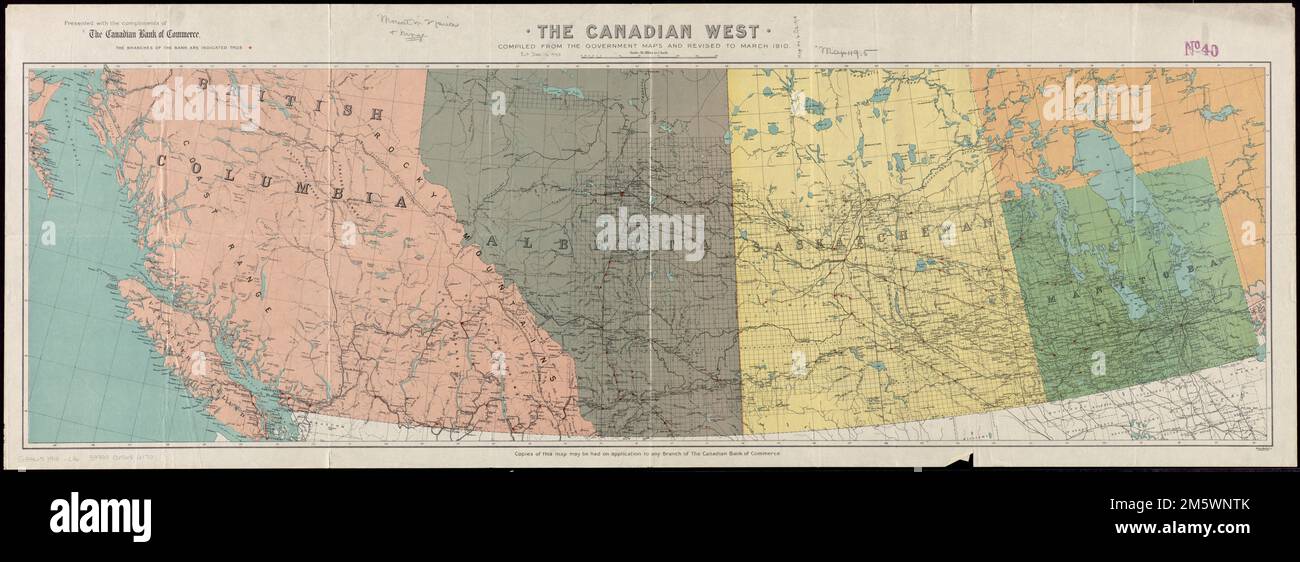 The Canadian west. Shows provincial boundaries, railways, township and ...