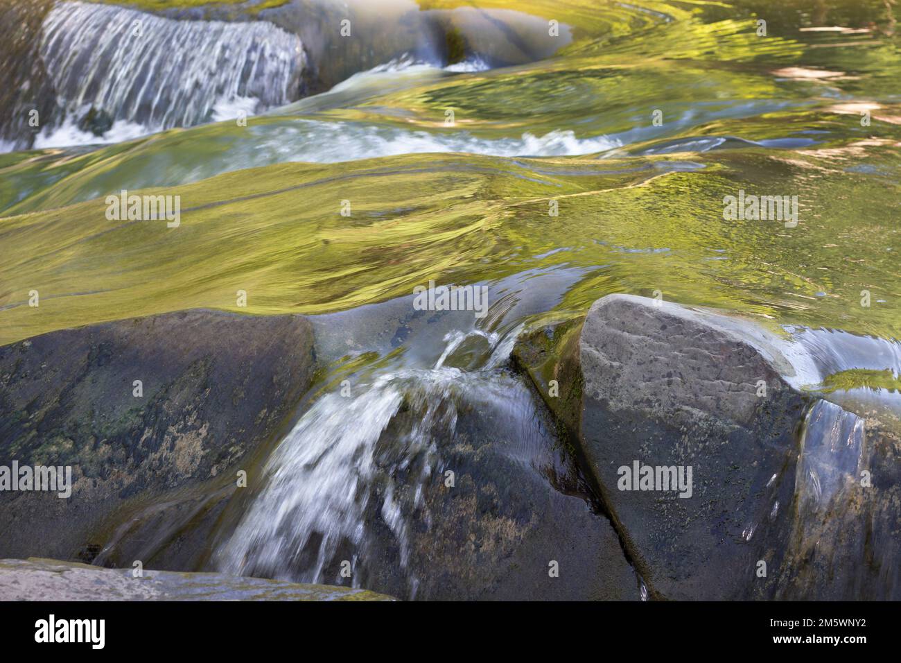 Rough current of a mountain river and stones. Beautiful movement of ...