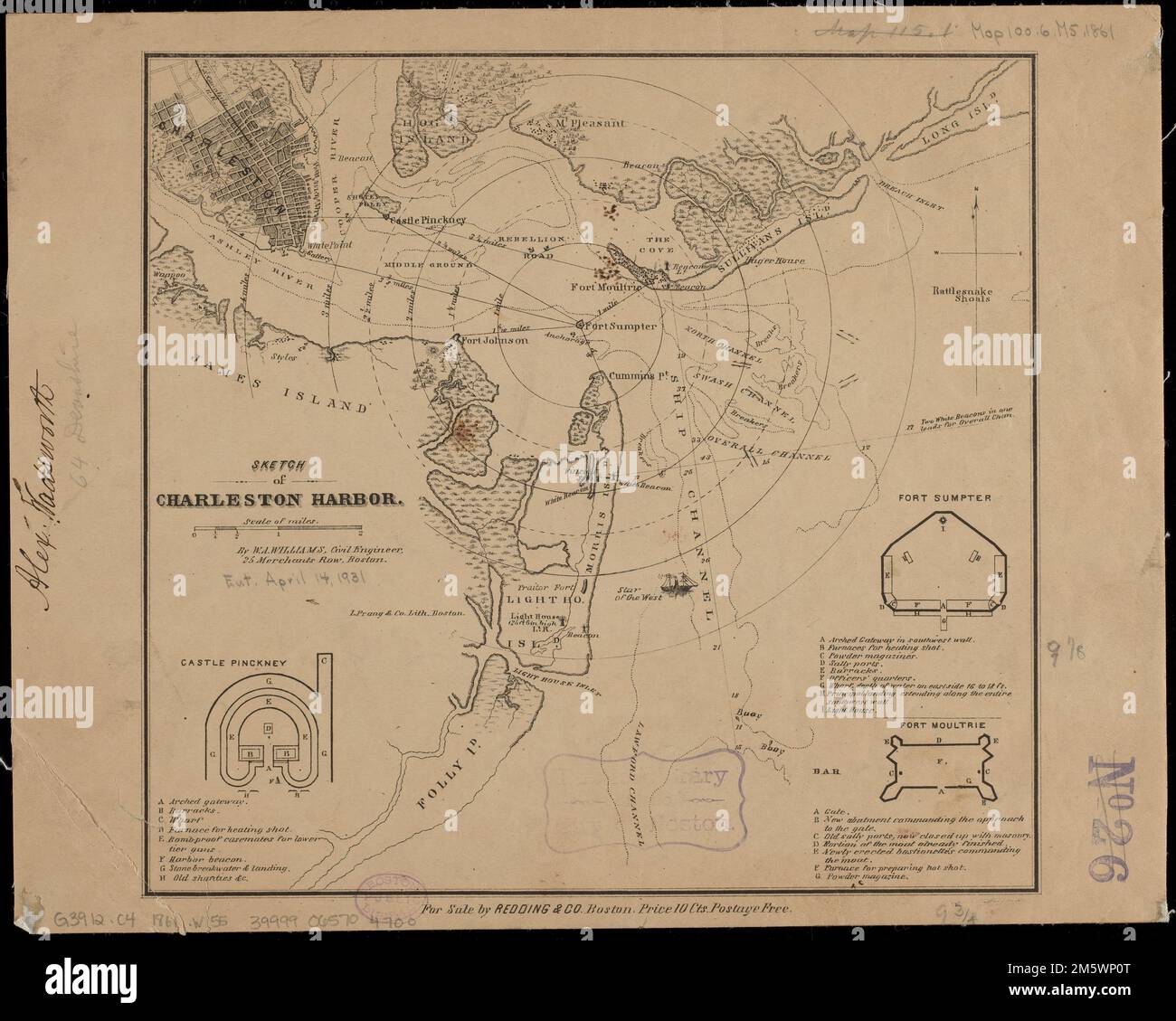 Sketch of Charleston Harbor. Shows fortifications, street pattern of ...