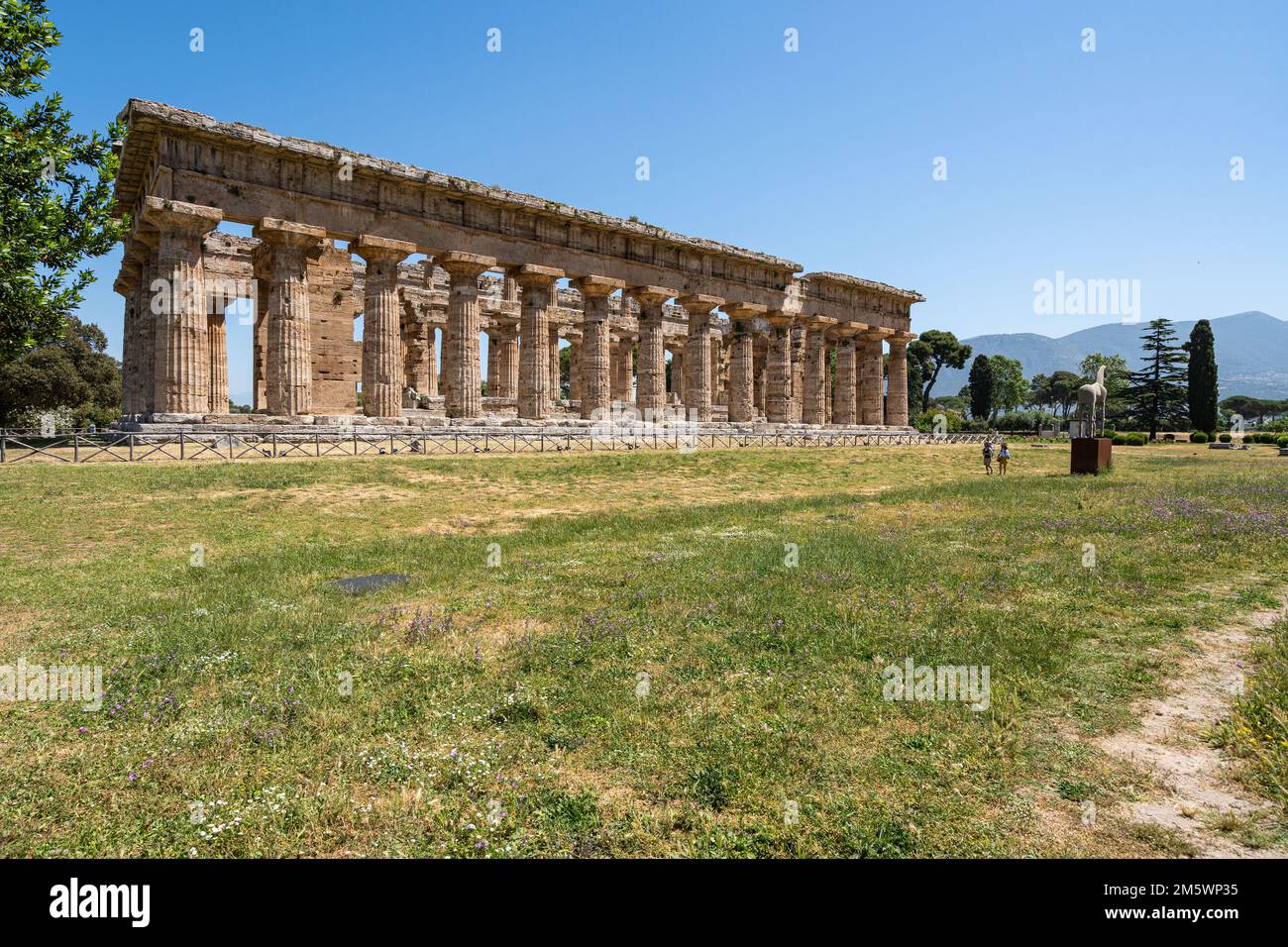 The first Temple of Hera at Paestum with massive colonnades, Campania ...