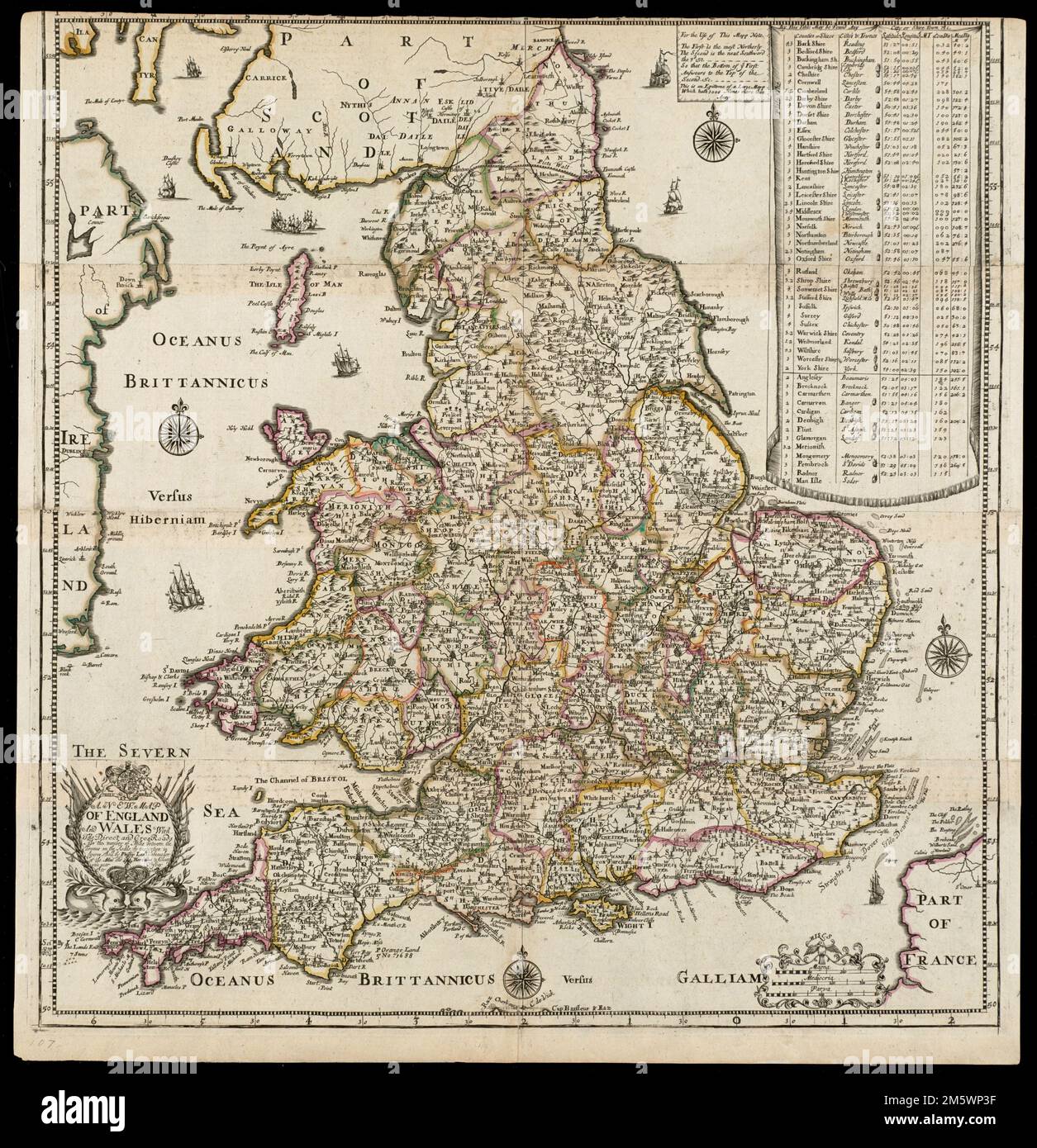 A new map of England and Wales with the direct and cros roads also the ...