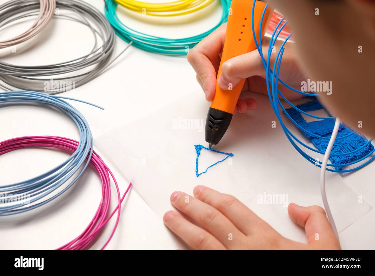 Teen Girl Using 3d Pen. Printing with Colored Plastic Wire Filament ...