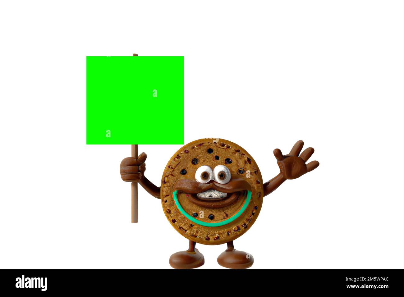 Funny Cookie with a Green Chroma Key Placard on wood stick - Digital 3D ...