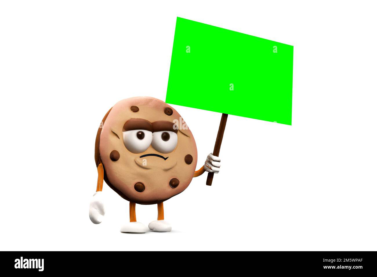 Funny Cookie with a Green Chroma Key Placard on wood stick - Digital 3D ...