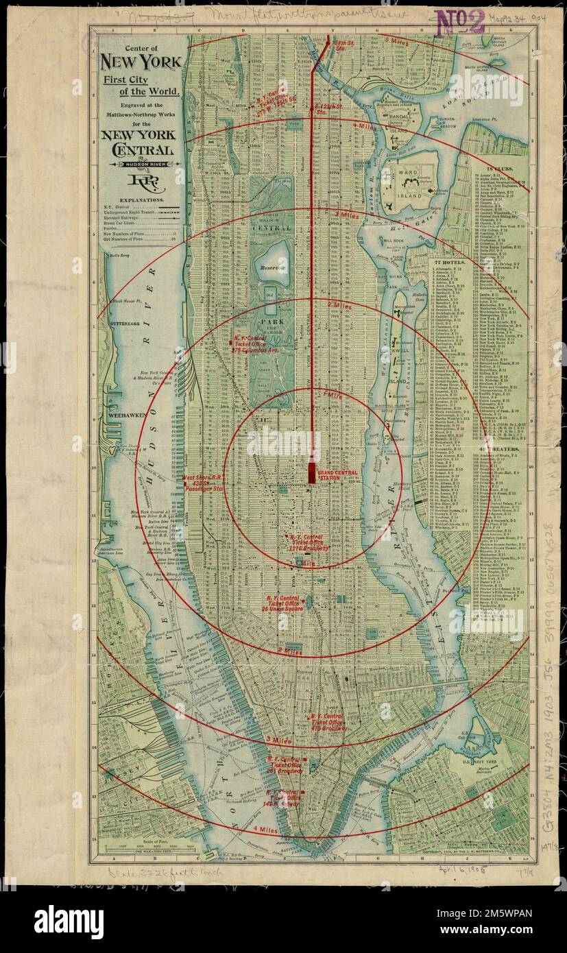 Center of New York, first city of the world. Oriented with north to the ...