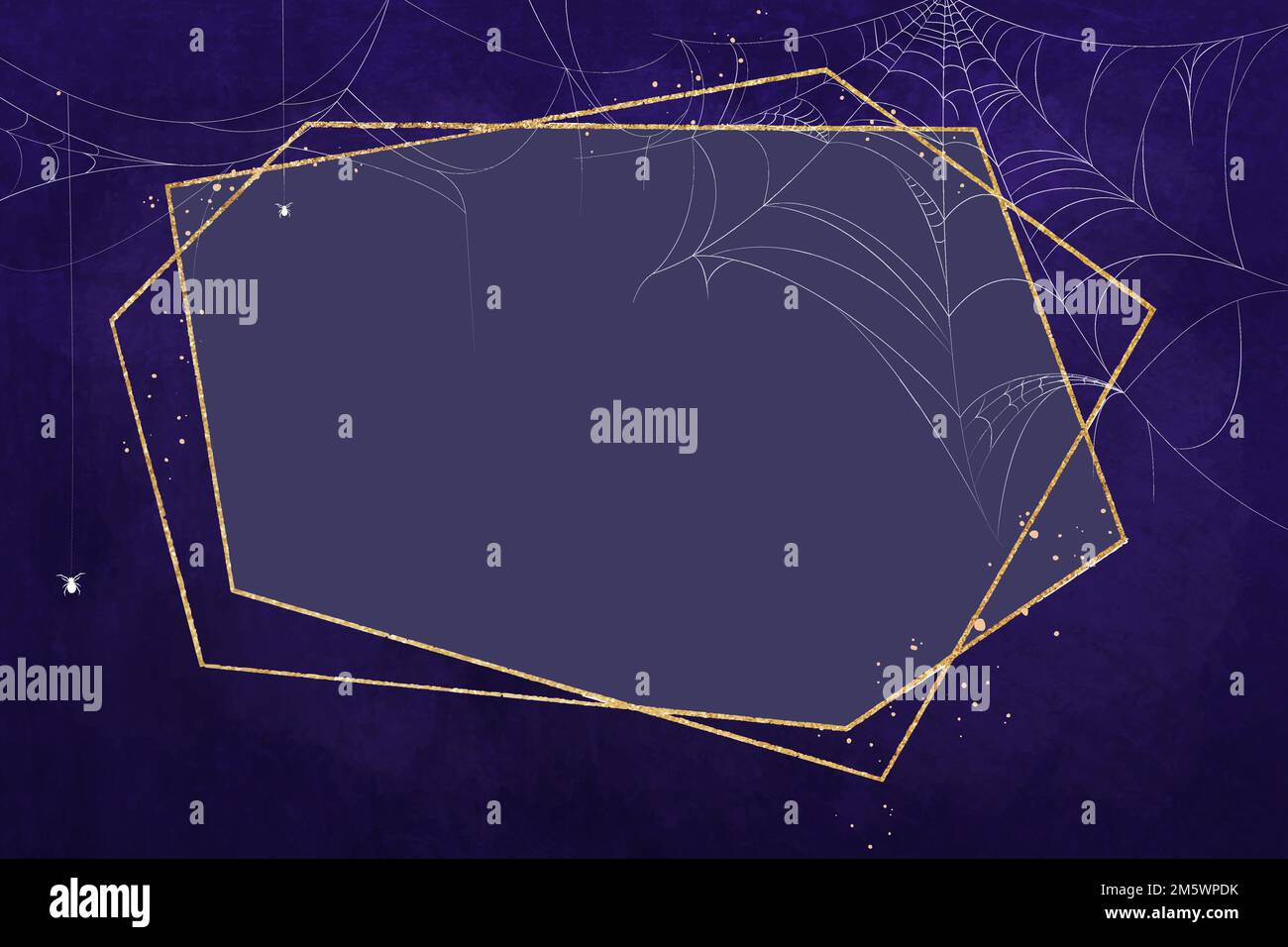 Gold polygon frame on spider web purple background vector Stock Vector ...