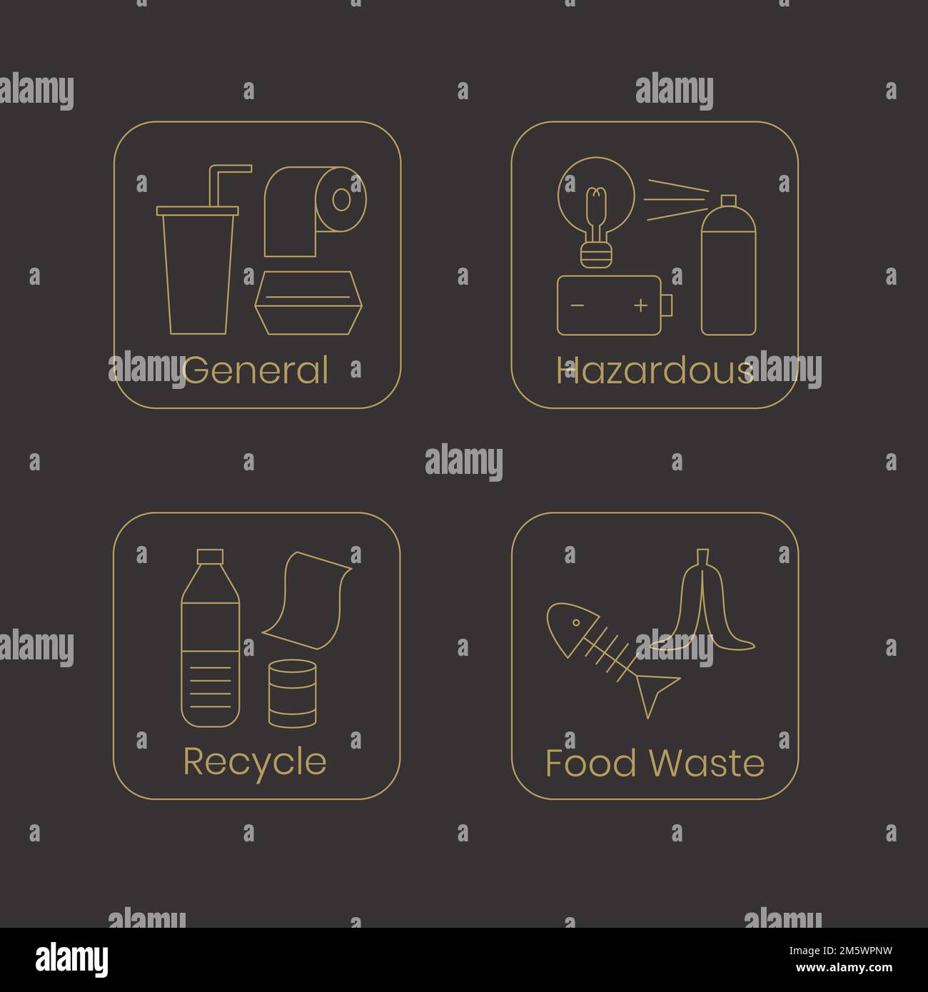 Waste management icon design elements vector set Stock Vector Image ...