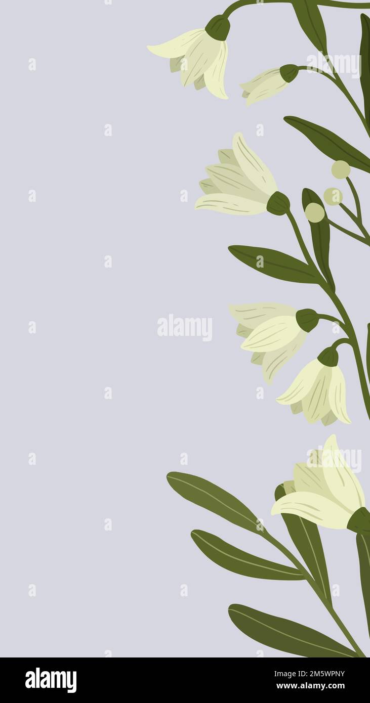White botanical copy space on a purple phone background vector Stock ...