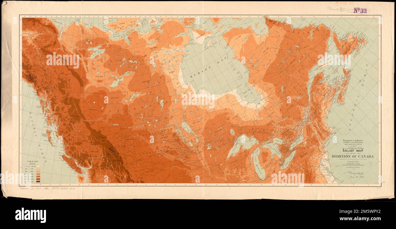 Relief map of the Dominion of Canada. Relief shown by gradient tints ...
