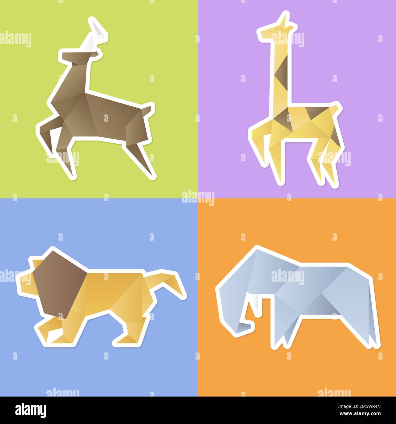 Animals origami paper polygon vector set Stock Vector Image & Art - Alamy