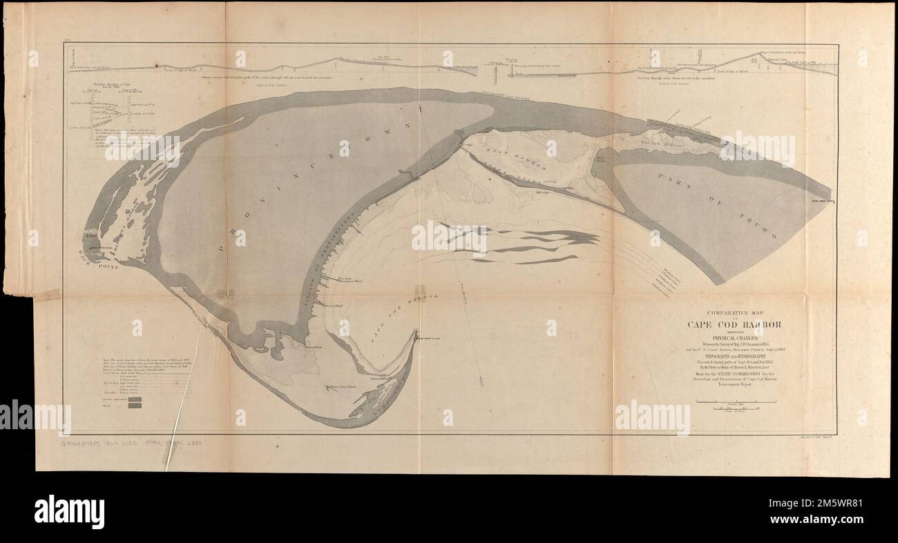 Comparative map of Cape Cod Harbor showing physical changes between the ...