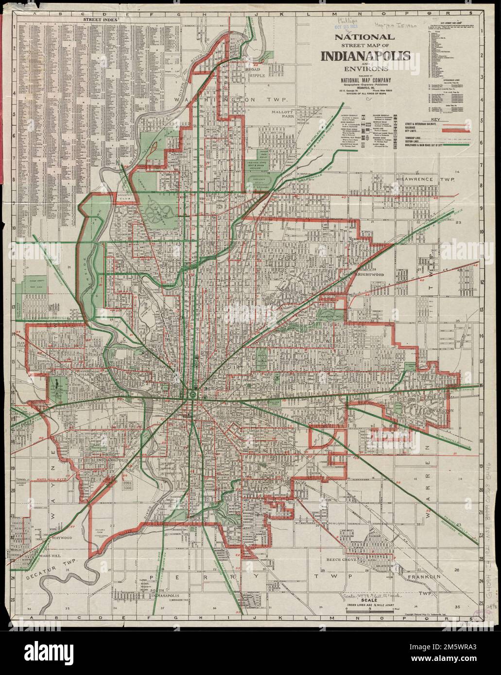 National street map of Indianapolis and environs. Includes street index ...