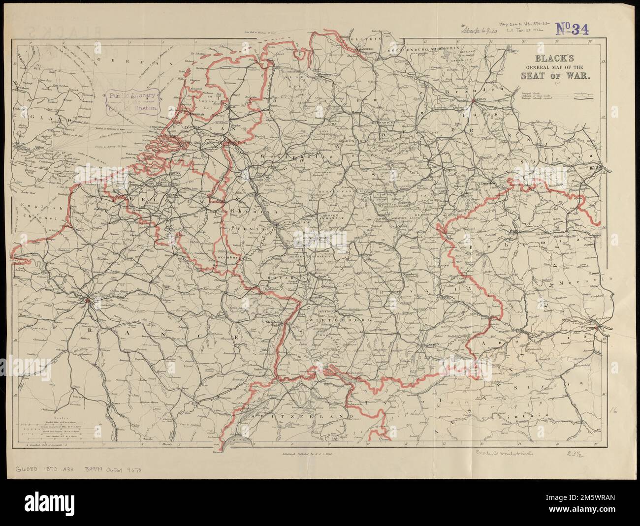Black's general map of the seat of war. Map of Europe indicating region ...