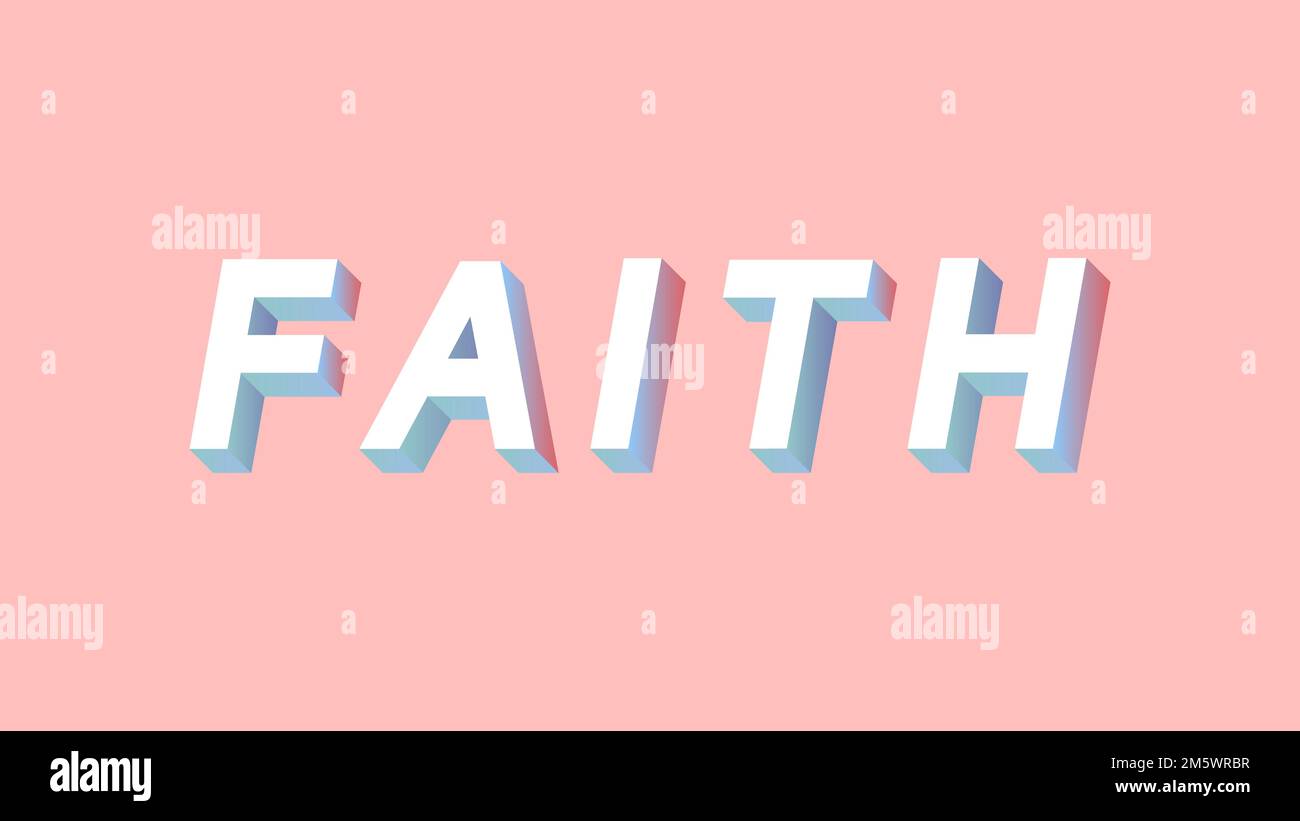 Isometric word Faith typography on a millennial pink background vector ...