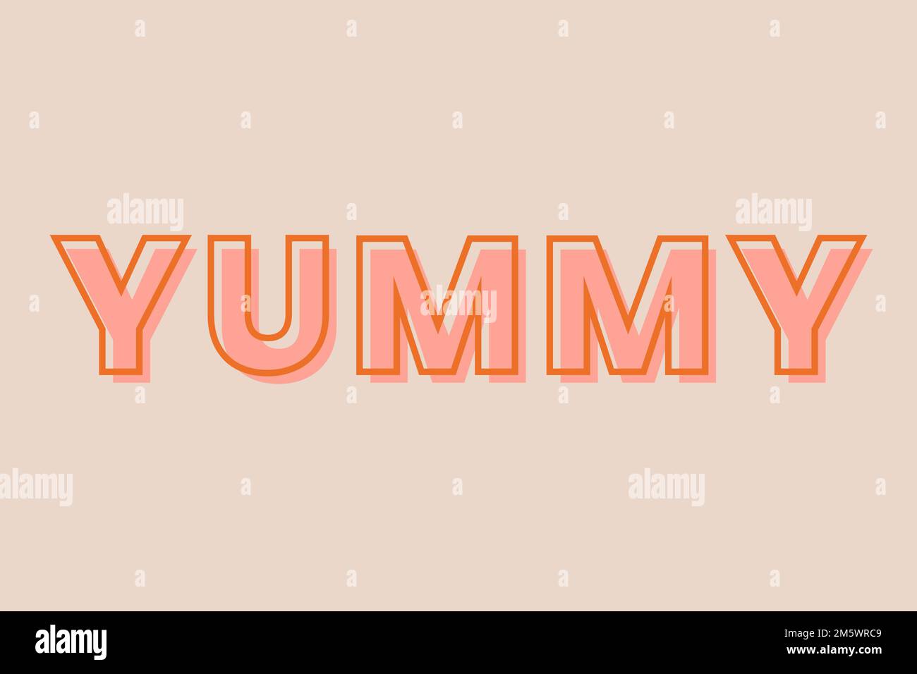 Yummy typography on a pastel peach background vector Stock Vector Image ...