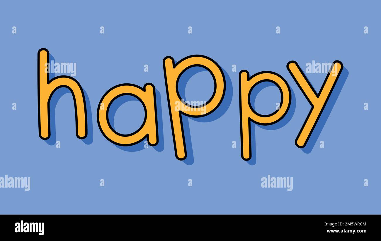 Yellow happy typography on a blue background vector Stock Vector Image ...