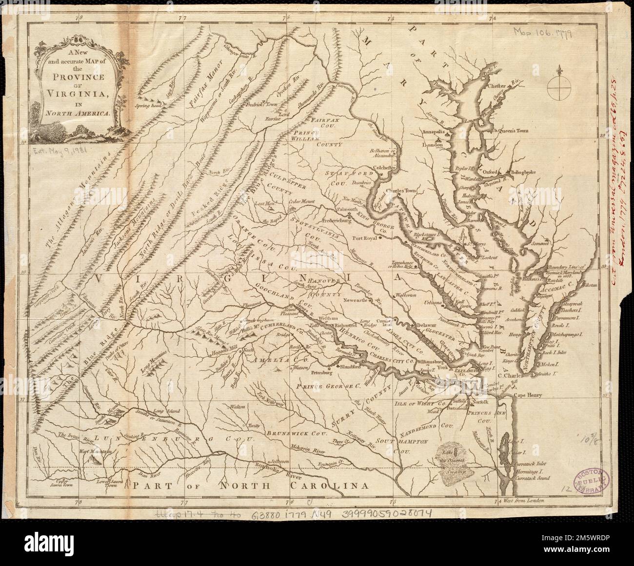 A new and accurate map of the province of Virginia in North America ...