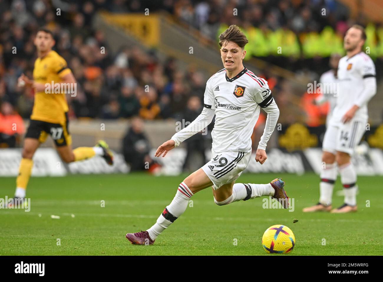 Alejandro Garnacho #49 of Manchester United in action during the ...