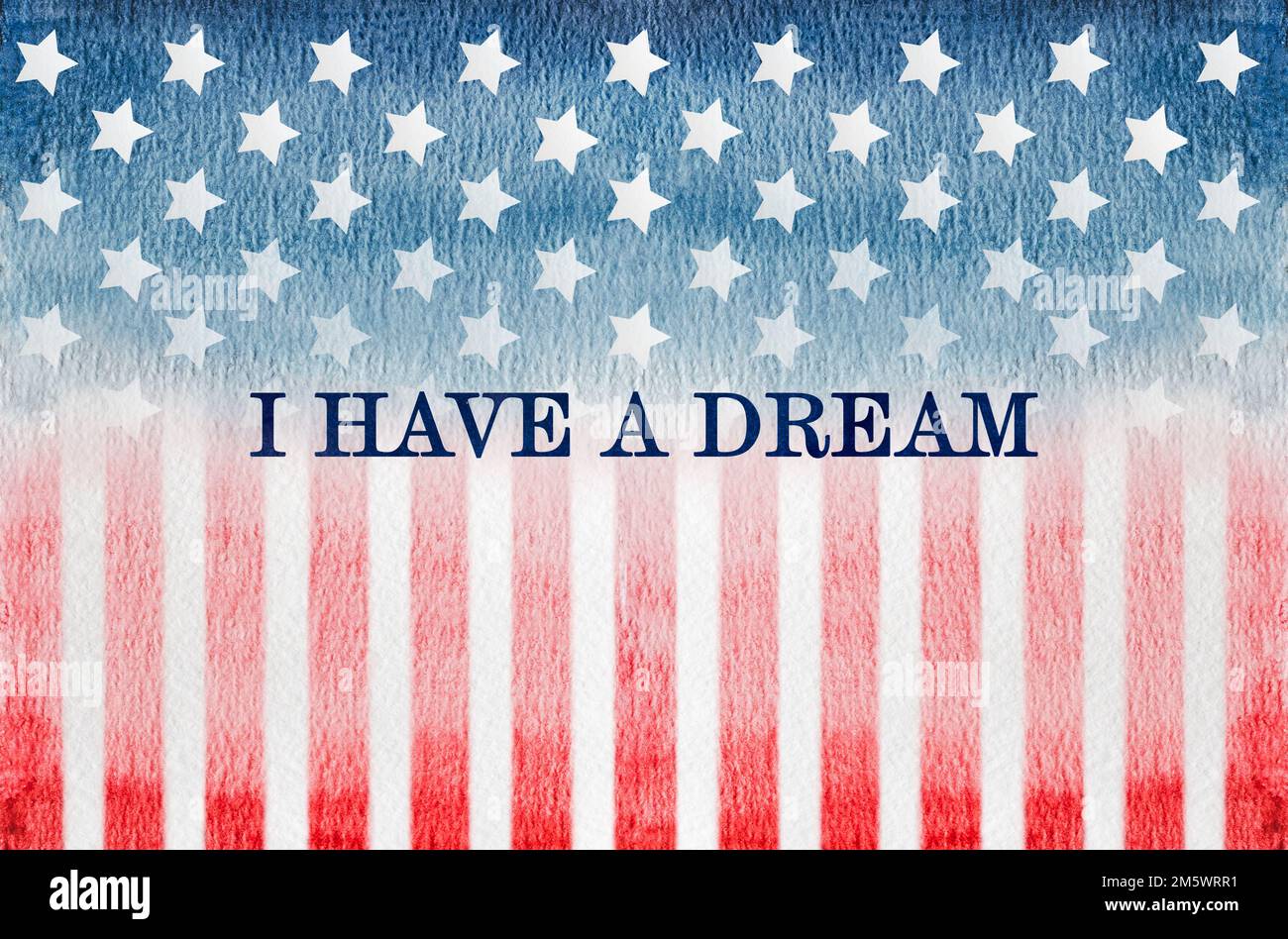 Bright, beautiful watercolor drawing of the American Flag and ...