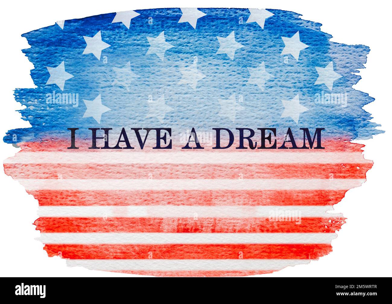Bright, beautiful watercolor drawing of the American Flag and ...