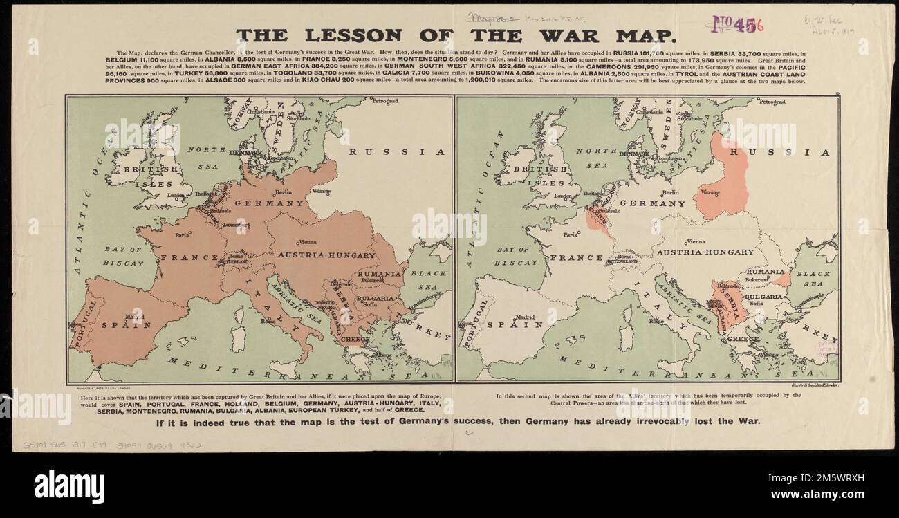 The lesson of the war map. Compares the amount of territory occupied by ...