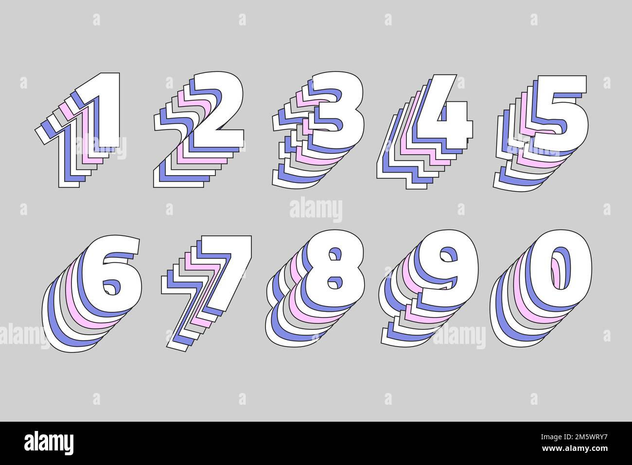 Layered pastel number set vector stylized typography Stock Vector Image ...