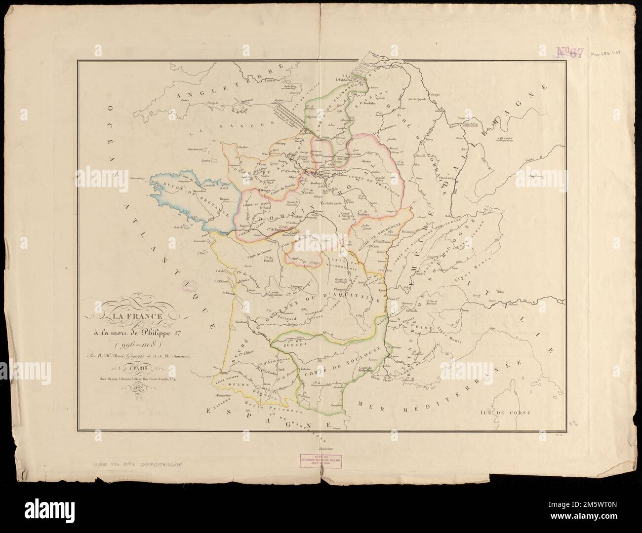 La France à la mort de Philippe 1er. (996-1108). Map of France at the ...