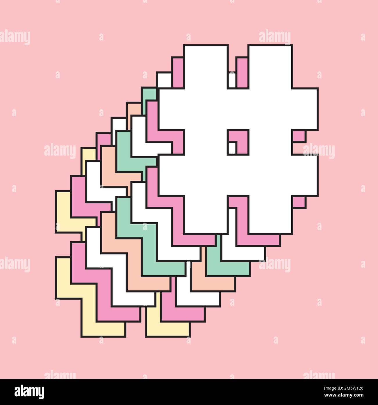 Retro 3d pastel hashtag png sign typography Stock Vector Image & Art ...
