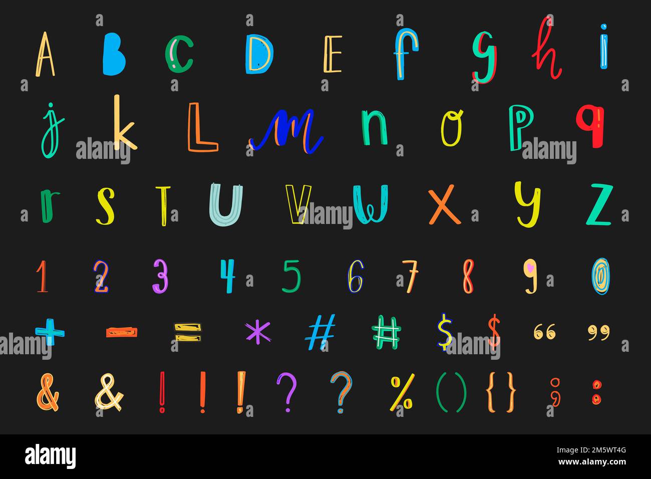 Alphabet symbol doodle vector font style colorful set Stock Vector ...