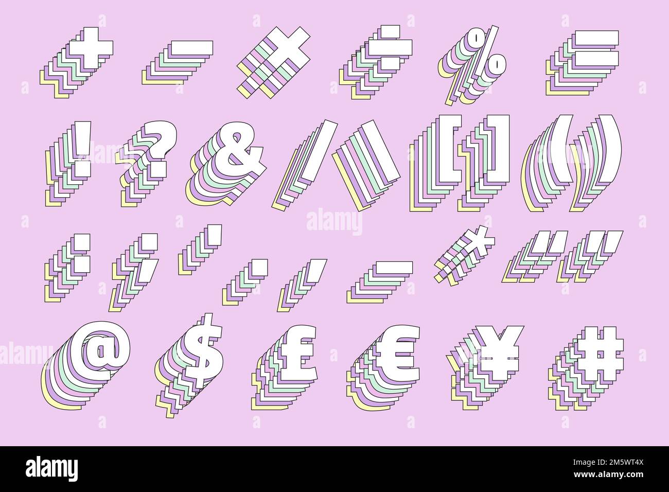3d pastel symbol set vector retro typography Stock Vector Image & Art ...