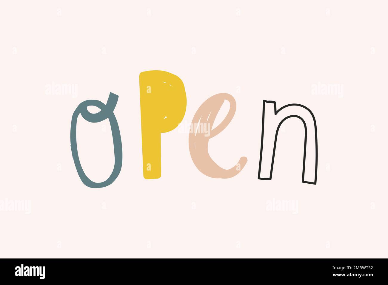 Open word vector doodle hand-lettering typography Stock Vector Image ...