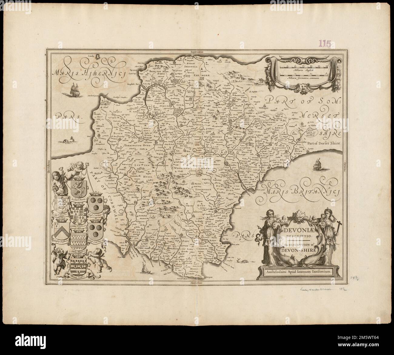 Devoniae descriptio : the description of Devonshire. Map of the county ...
