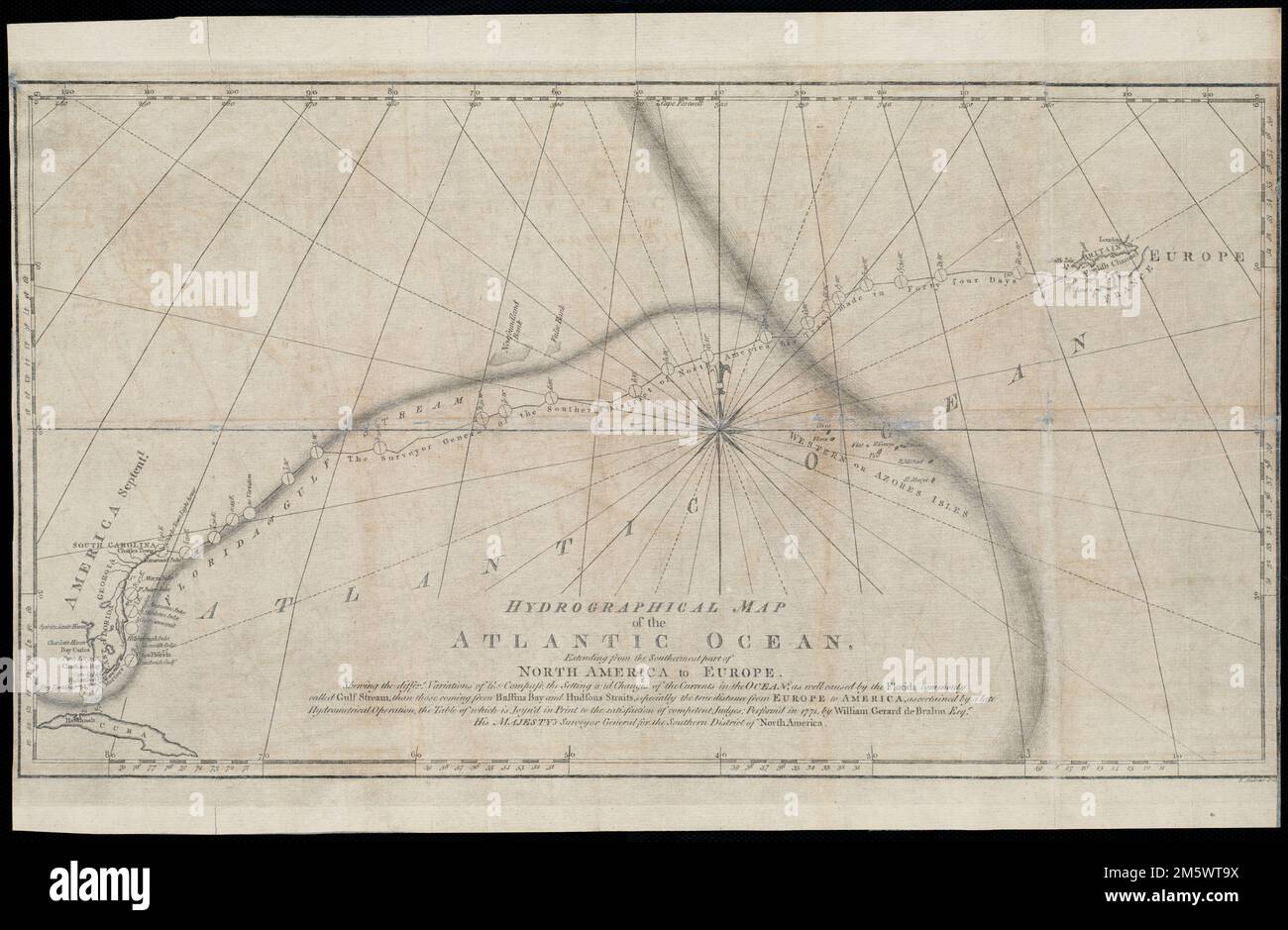 Hydrographical map of the Atlantic Ocean, extending from the ...