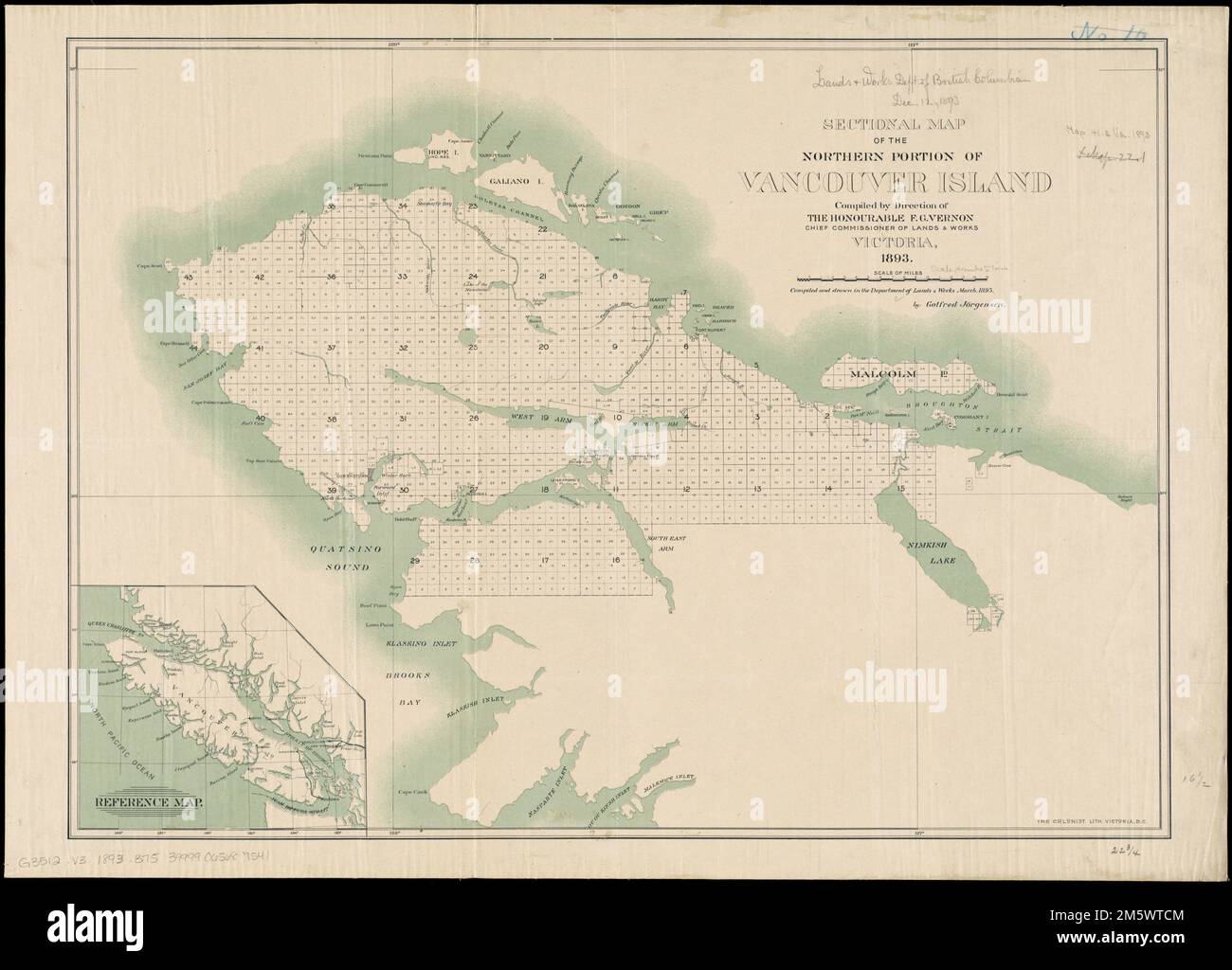 Sectional map of the northern portion of Vancouver Island. Shows Cape ...