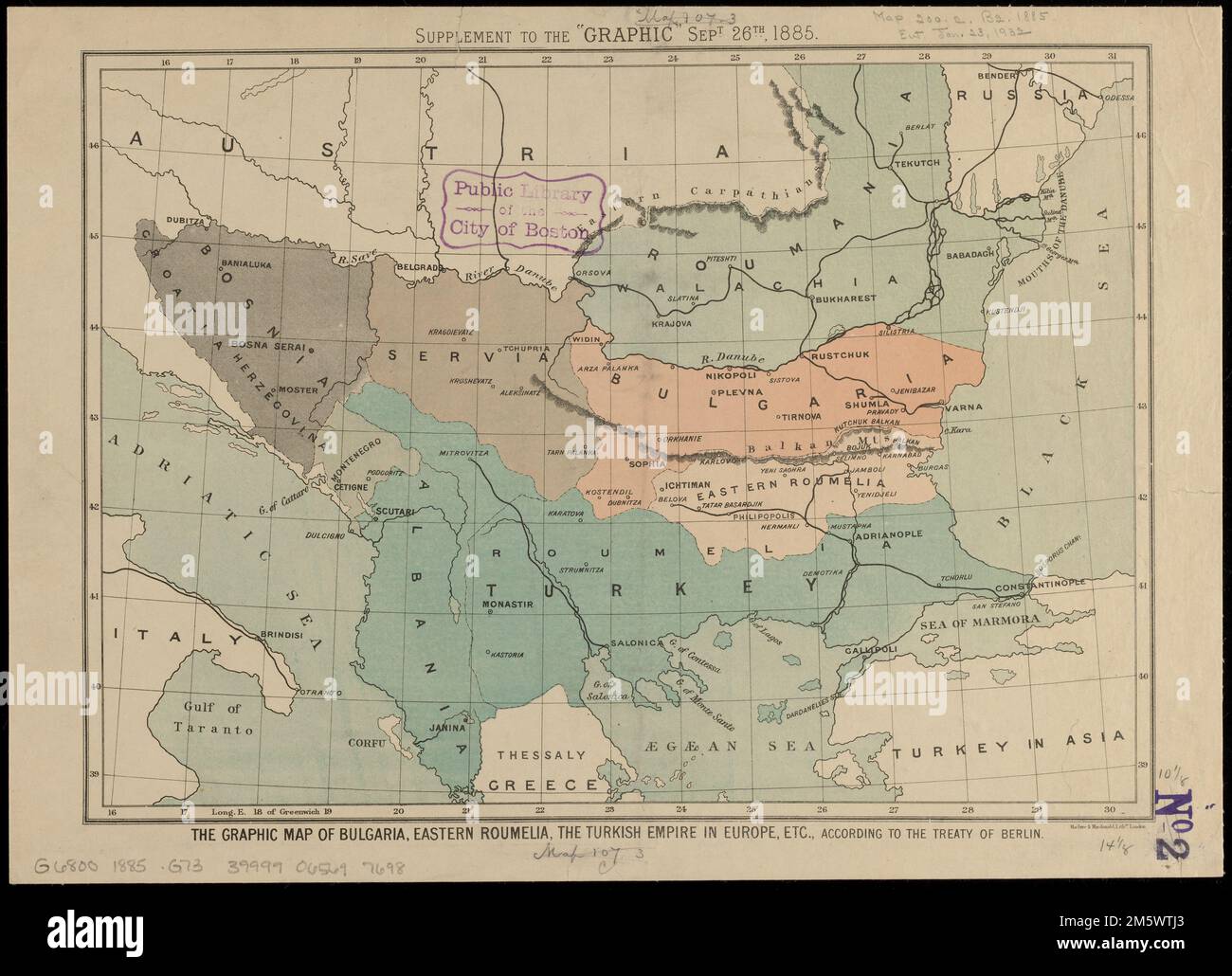 The Graphic map of Bulgaria, eastern Roumelia, the Turkish Empire in ...
