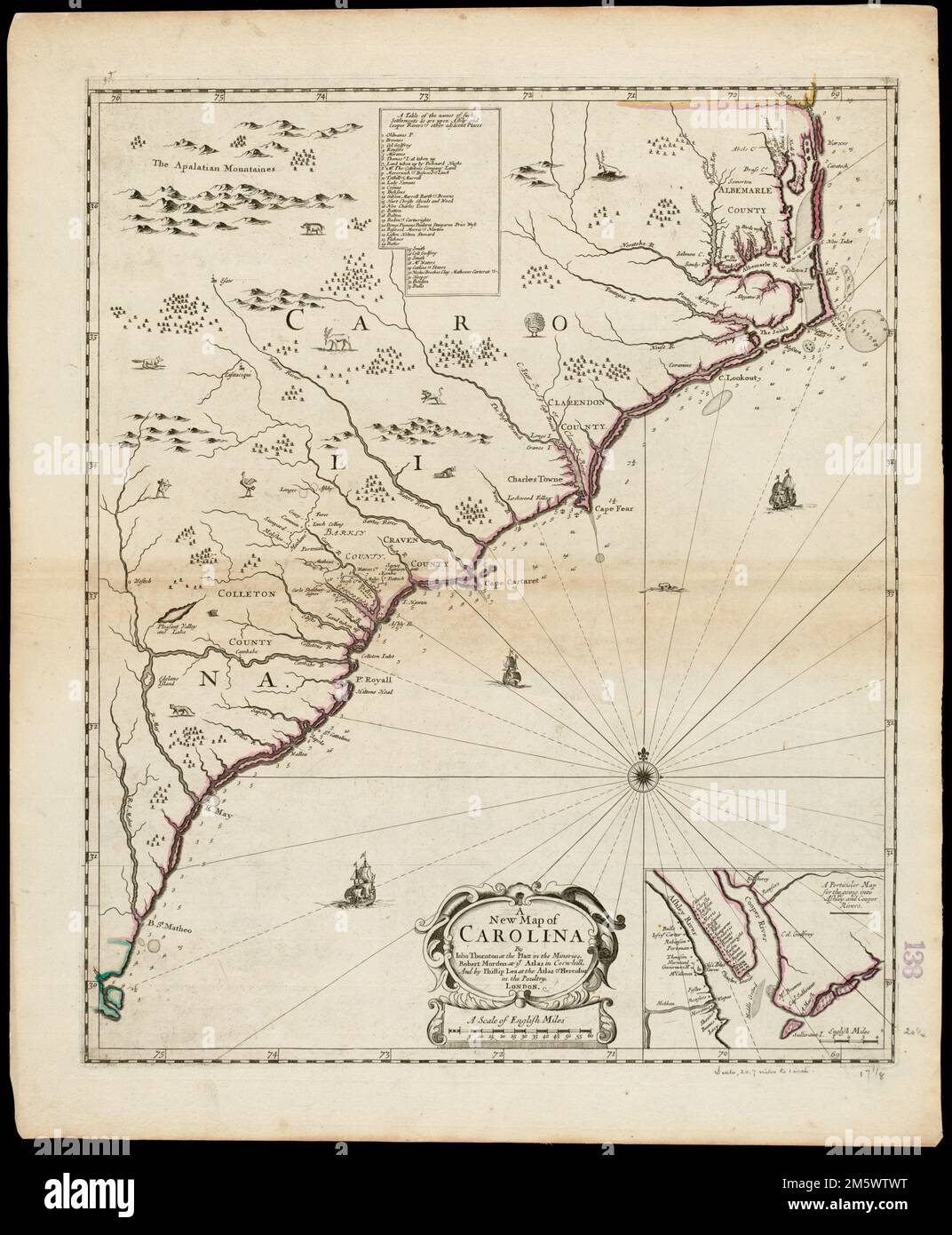 A new map of Carolina. Relief shown pictorially. Depths shown by ...