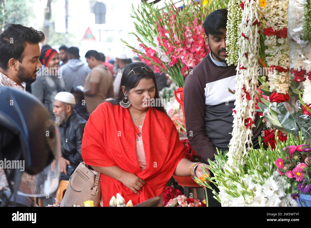 Dhaka, Bangladesh - December 31, 2022: Many people come at Shahbagh in ...