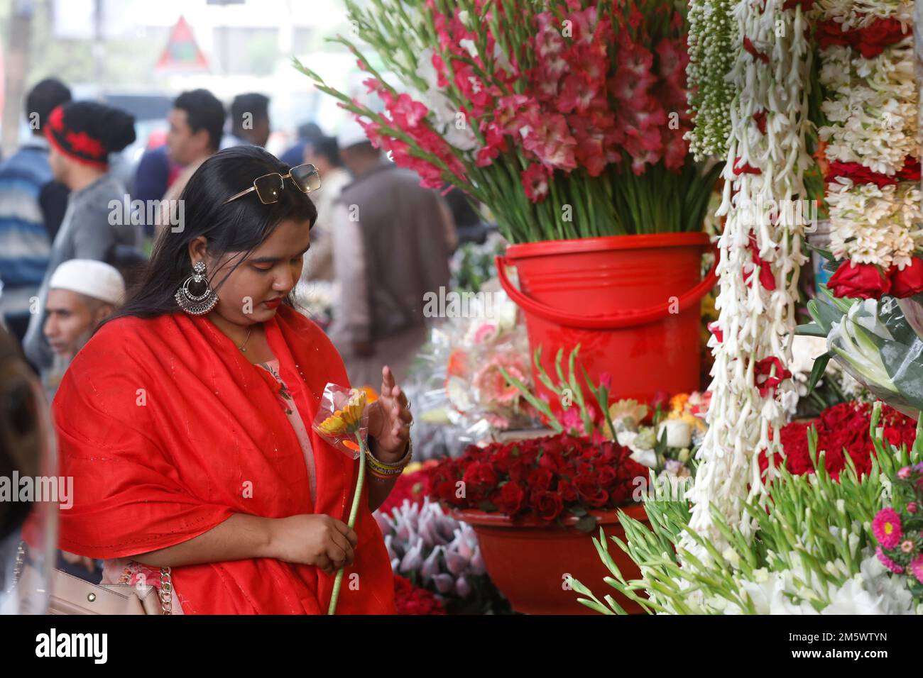 Dhaka, Bangladesh - December 31, 2022: Many people come at Shahbagh in ...