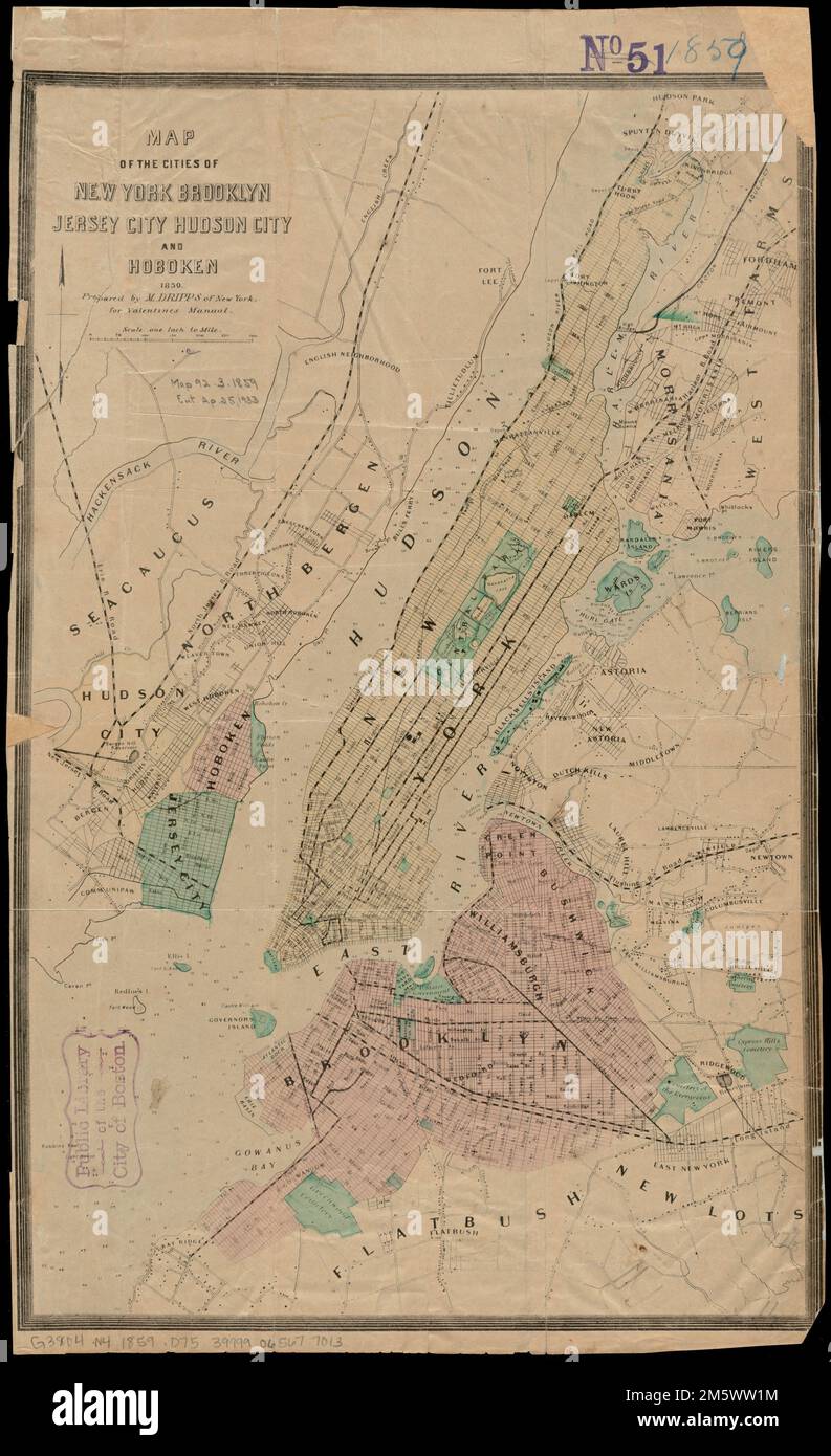 Map of the cities of New York, Brooklyn, Jersey City, Hudson City and ...