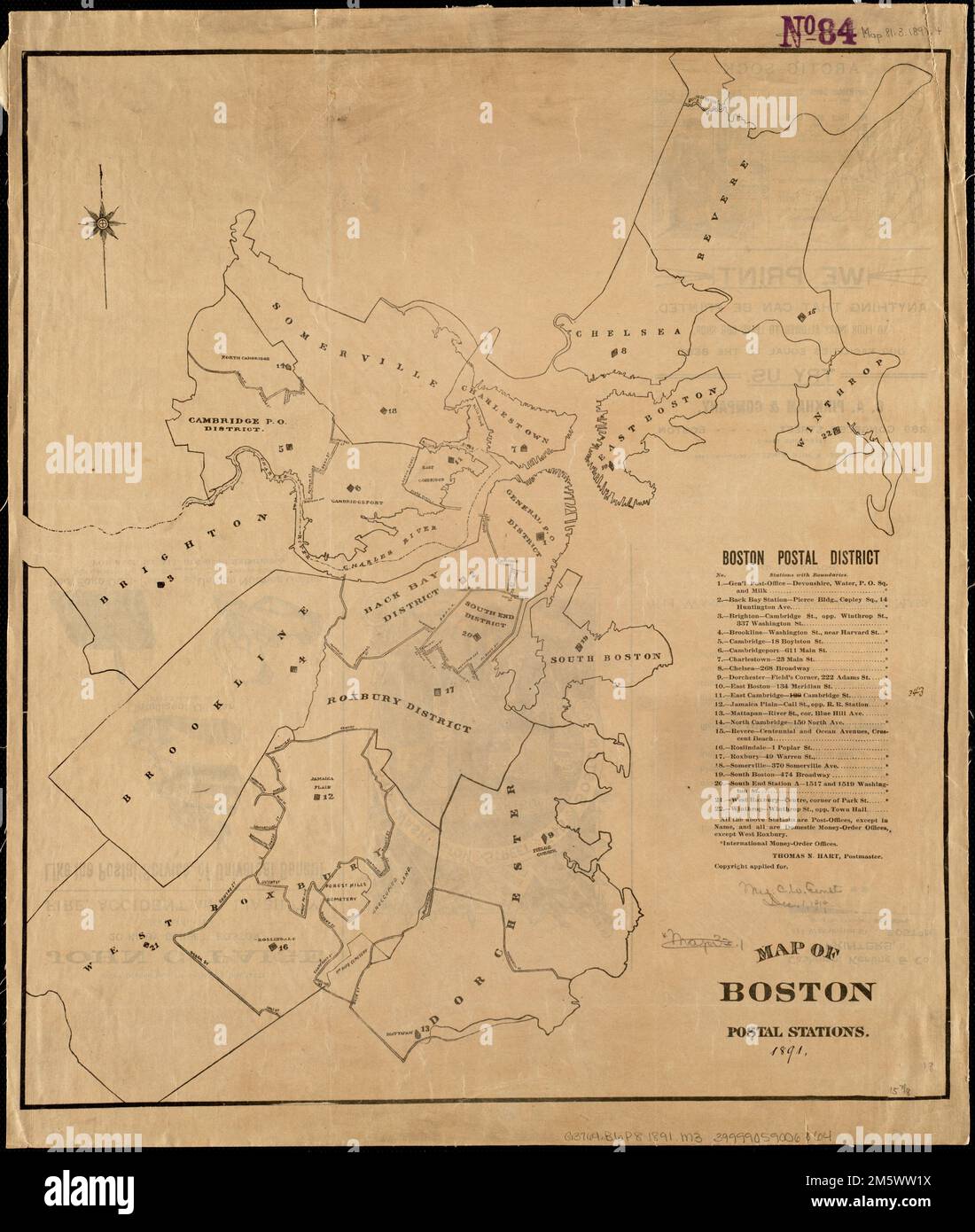 Map of Boston postal stations.... , Massachusetts , Suffolk ,county ...
