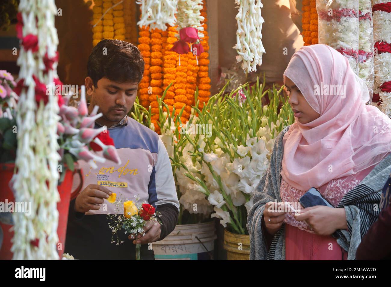 Dhaka, Bangladesh - December 31, 2022: Many people come at Shahbagh in ...